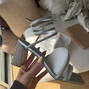 Steve Madden | Shoes | Steve Madden Silver Spiral Rhinestone Wrap Heels ...